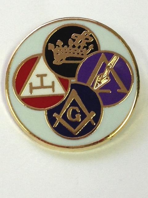 D324 Lapel Pin York Rite White - Dean Masonic Supply / Blue Lodge Aprons